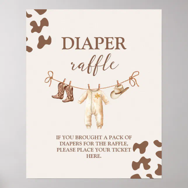 A little Cowboy Diaper Raffle sign | Zazzle