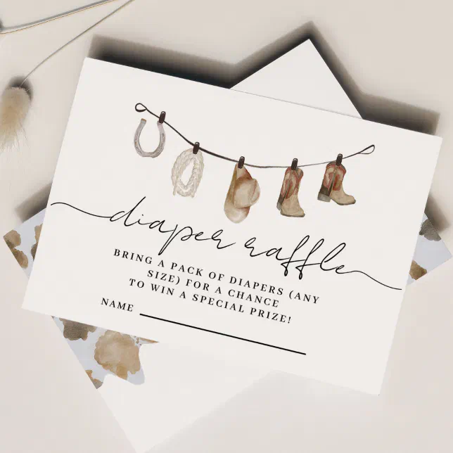 A Little Cowboy is on the way Diaper Raffle Enclosure Card | Zazzle