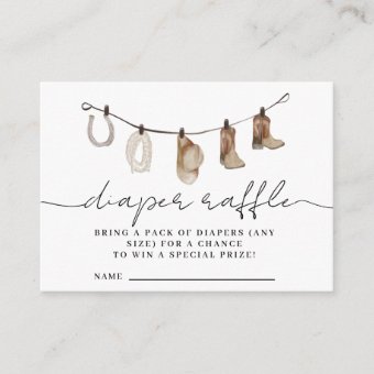 A Little Cowboy is on the way Diaper Raffle Enclosure Card | Zazzle