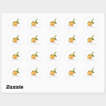A little Cutie Baby Shower Oranges Classic Round Sticker | Zazzle