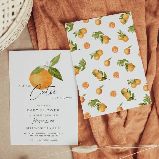 A little Cutie Baby Shower Oranges Invitation | Zazzle