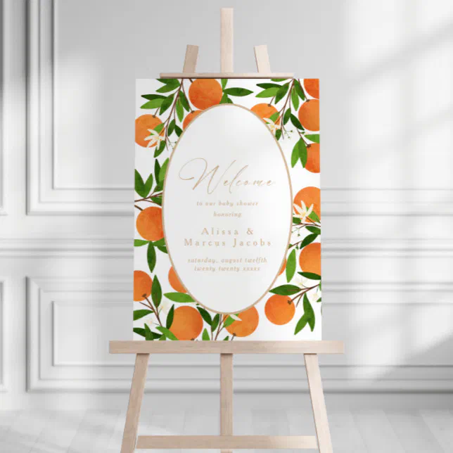 A Little Cutie | Modern Citrus Welcome Sign | Zazzle