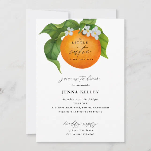 A Little Cutie Orange Baby Shower Invitation | Zazzle