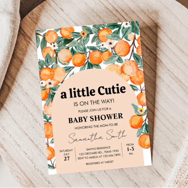A Little Cutie Orange Baby Shower Invitation | Zazzle