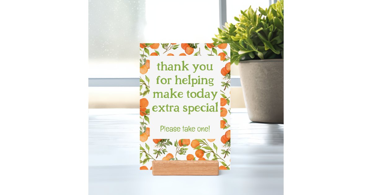 A Little Cutie Oranges Favor Table Sign & Holder | Zazzle