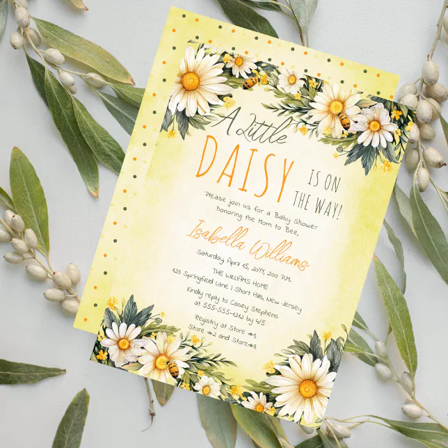 A Little Daisy Is On The Way Floral Baby Shower Invitation | Zazzle