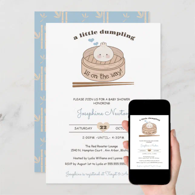 A Little Dumpling Baby Bao Boy Shower Invitation | Zazzle