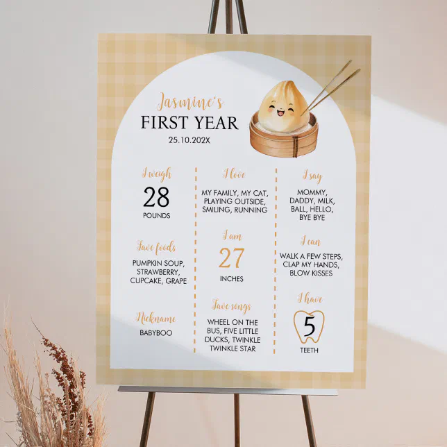 A Little Dumpling Birthday Party Milestone Sign | Zazzle