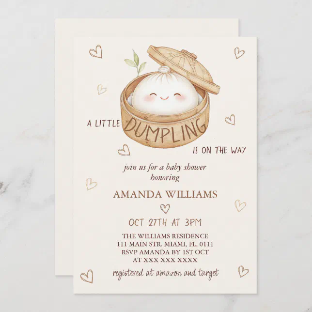 A little Dumpling Is on The Way Baby Shower Invitation | Zazzle