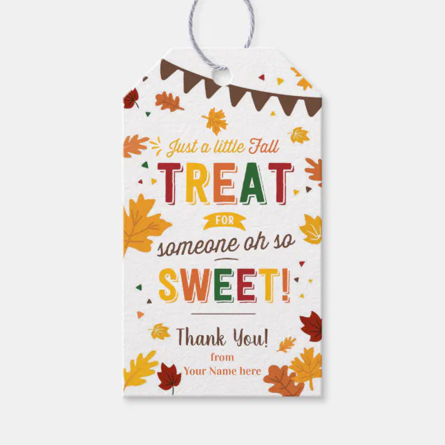 A Little Fall Treat for Someone Sweet Autumn Gift Tags | Zazzle