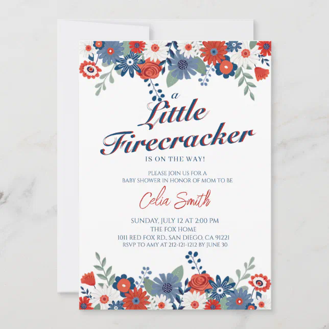 A Little Firecracker is on the way Baby Shower Invitation | Zazzle