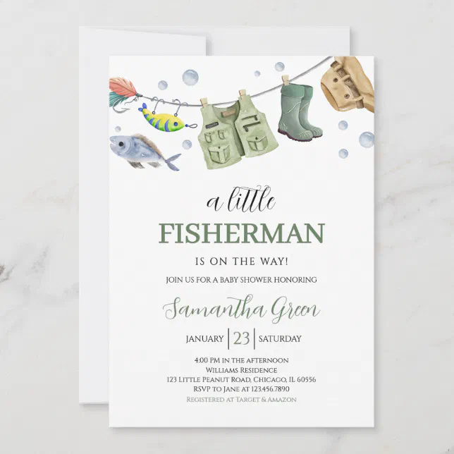A Little Fisherman Baby Shower Invitation | Zazzle