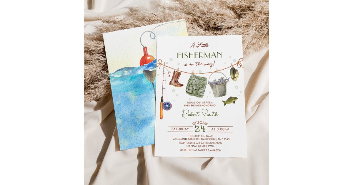 A Little Fisherman Baby Shower Invitation | Zazzle