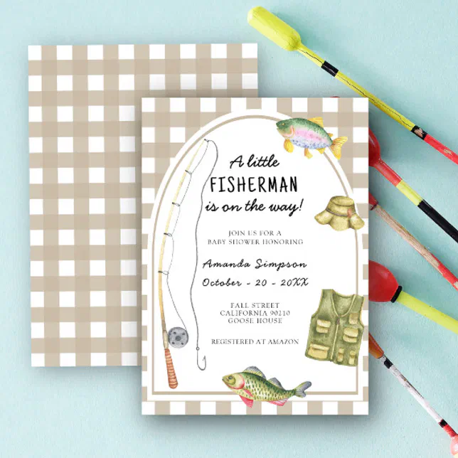 A little Fisherman is on the way Baby Shower Invitation | Zazzle