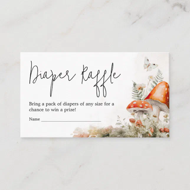 A Little Fungi Enchanted Mushroom Diaper Raffle Enclosure Card | Zazzle