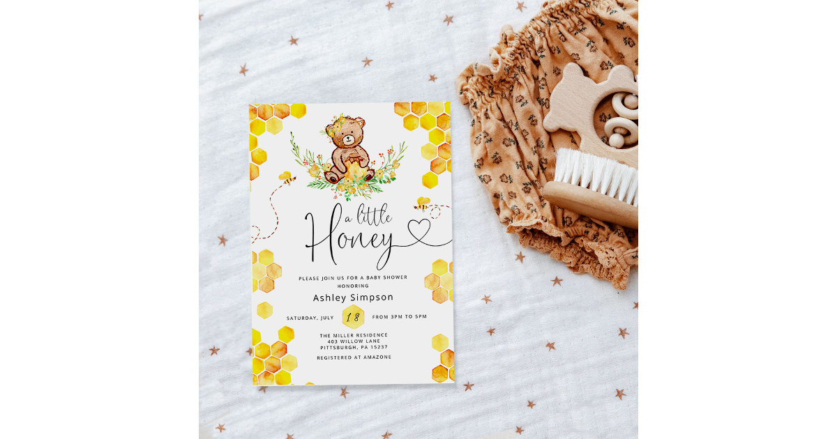 A Little honey bear baby shower invitation | Zazzle