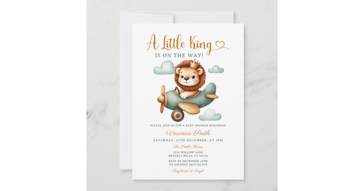A little King is on the way Cute Lion Baby Shower Invitation | Zazzle