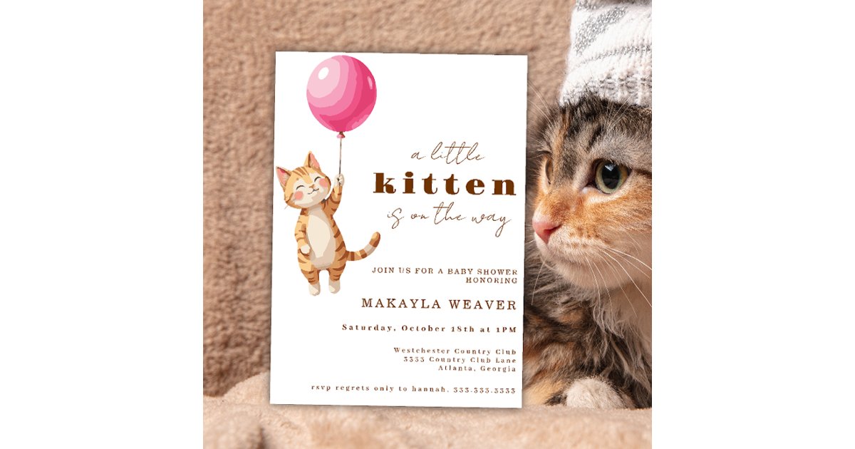a little kitten Kitty Baby Shower Invitation | Zazzle