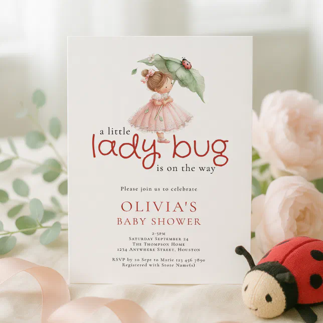 A Little Lady Bug Baby Shower Invitation | Zazzle