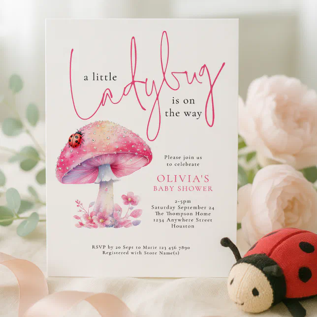 A Little Lady Bug Toadstool Baby Shower Invitation | Zazzle