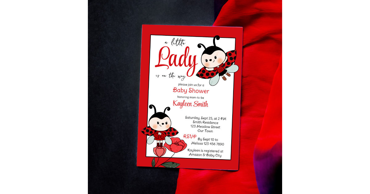 A little lady cute ladybug baby shower invitation | Zazzle