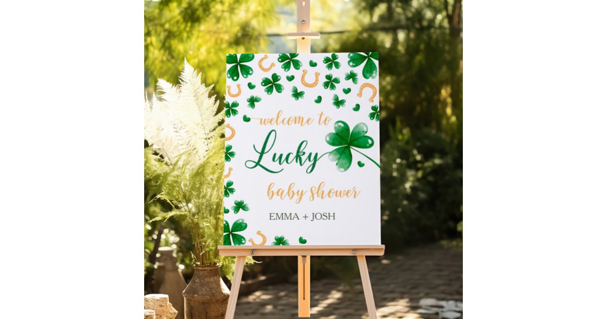 A Little Lucky Charm Baby Shower Welcome Sign | Zazzle