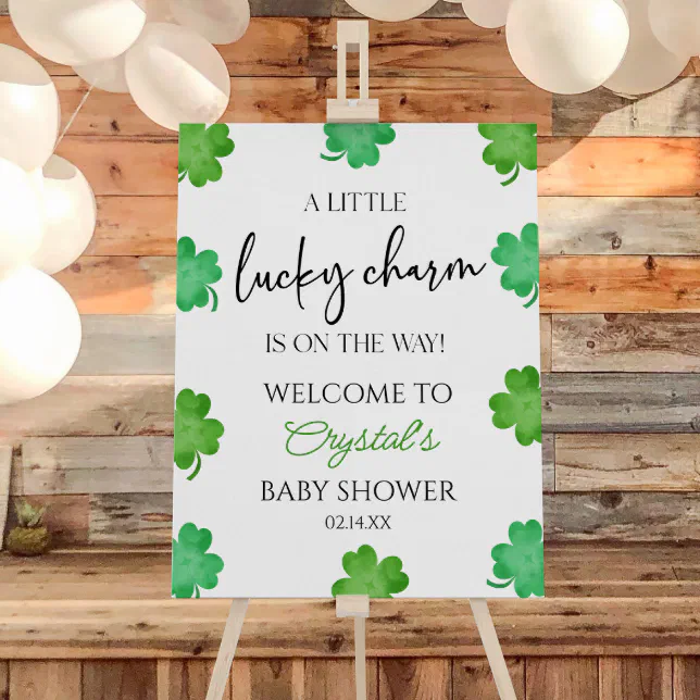 A Little Lucky Charm Baby Shower Welcome Sign | Zazzle