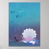 A little mermaid sleeping inside a seashell poster | Zazzle