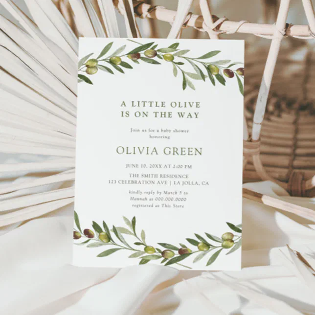A Little Olive Baby Shower Invitation | Zazzle