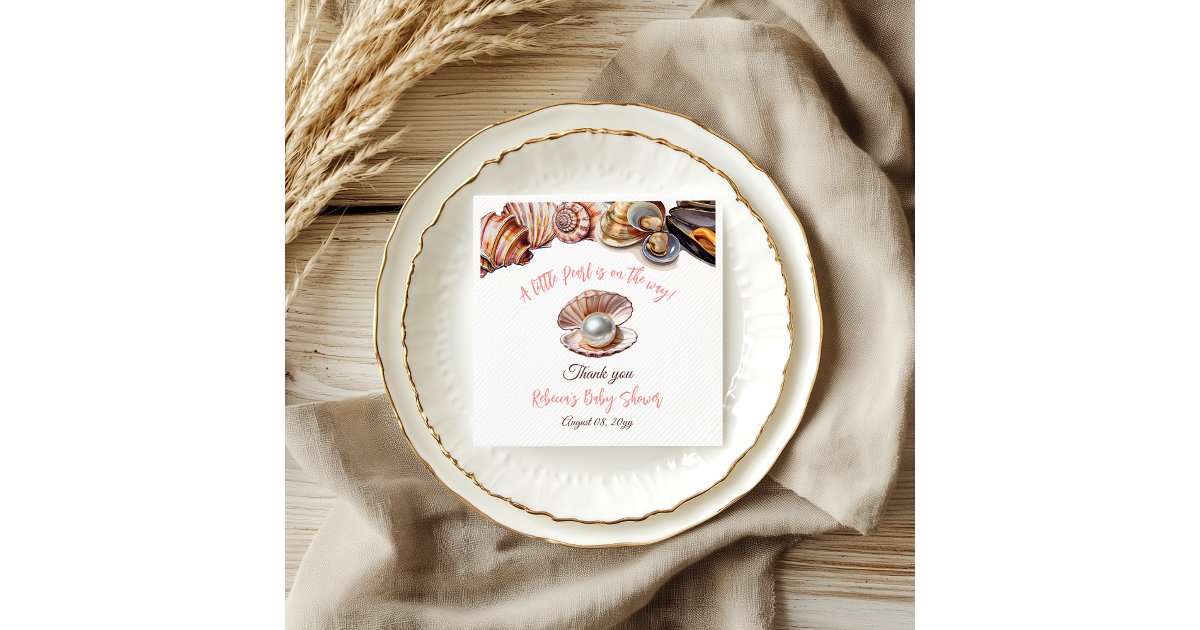 A Little Pearl Under the Sea Girl Baby Shower Napkins | Zazzle