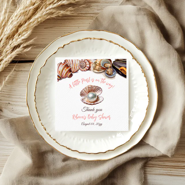 A Little Pearl Under the Sea Girl Baby Shower Napkins | Zazzle