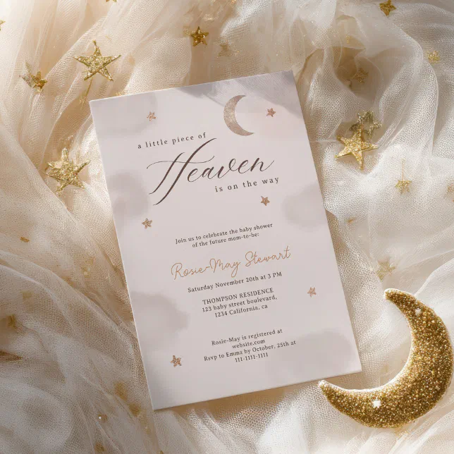 A Little Piece of Heaven Celestial Baby Shower Invitation | Zazzle