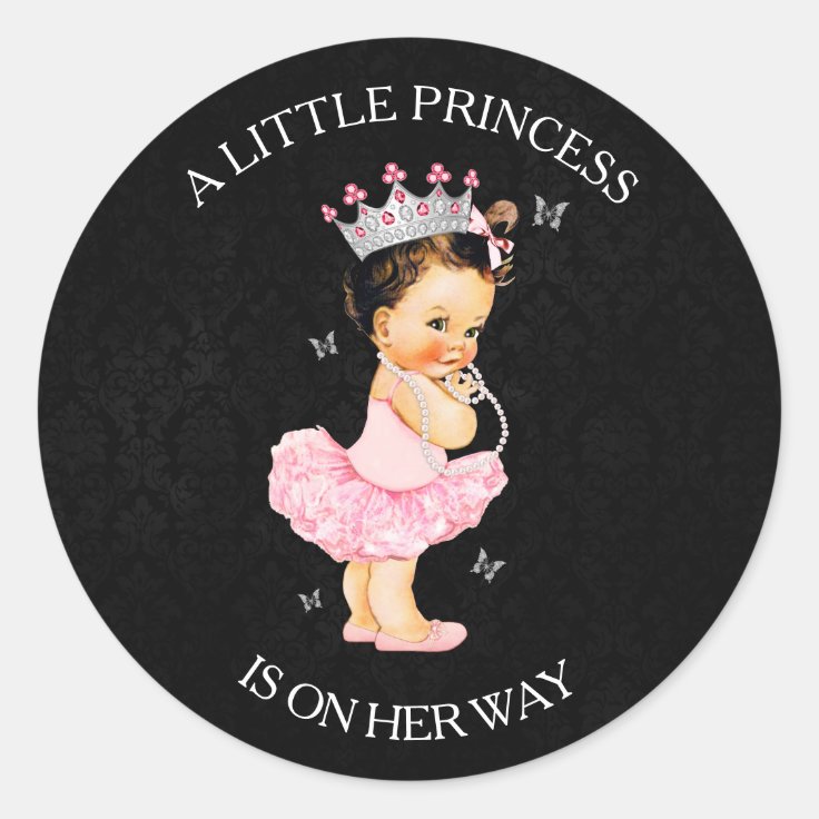 A Little Princess is on Her Way Baby Shower Classic Round Sticker | Zazzle