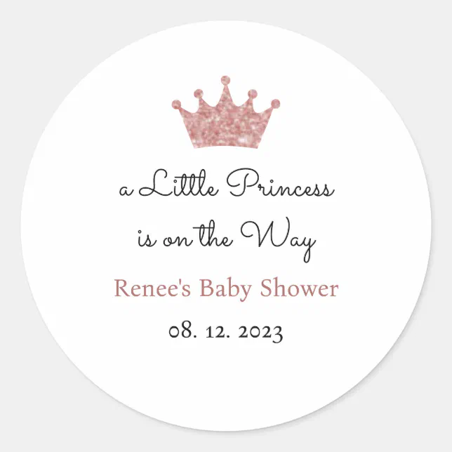 A Little Princess is on the Way Labels, Favor Classic Round Sticker ...