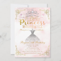 A Little Princess turning SIX 6TH Birthday Party Invitation | Zazzle