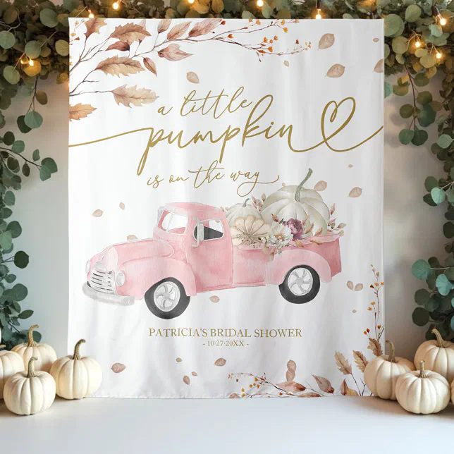 A Little Pumpkin Fall Baby Shower Backdrop | Zazzle