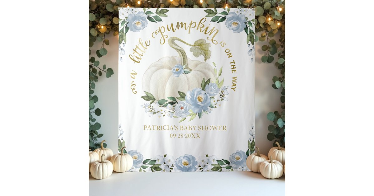 A Little Pumpkin Fall Baby Shower Backdrop | Zazzle