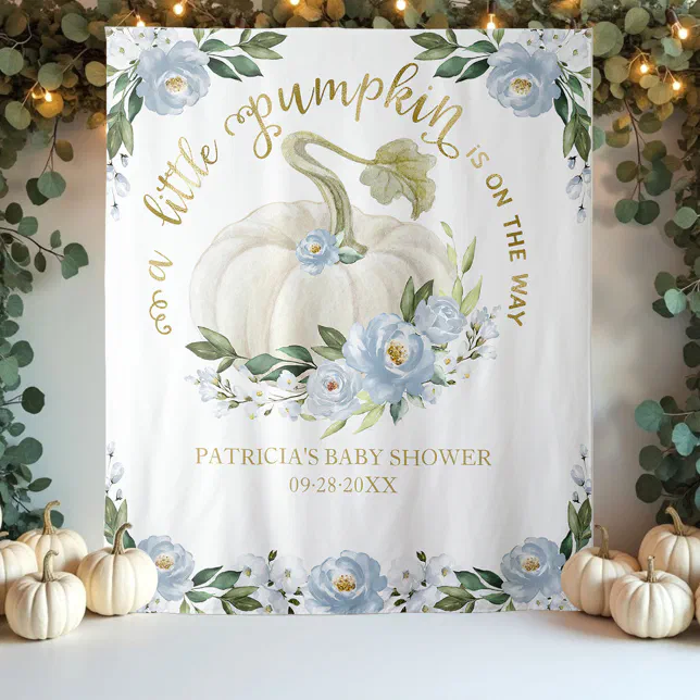 A Little Pumpkin Fall Baby Shower Backdrop | Zazzle