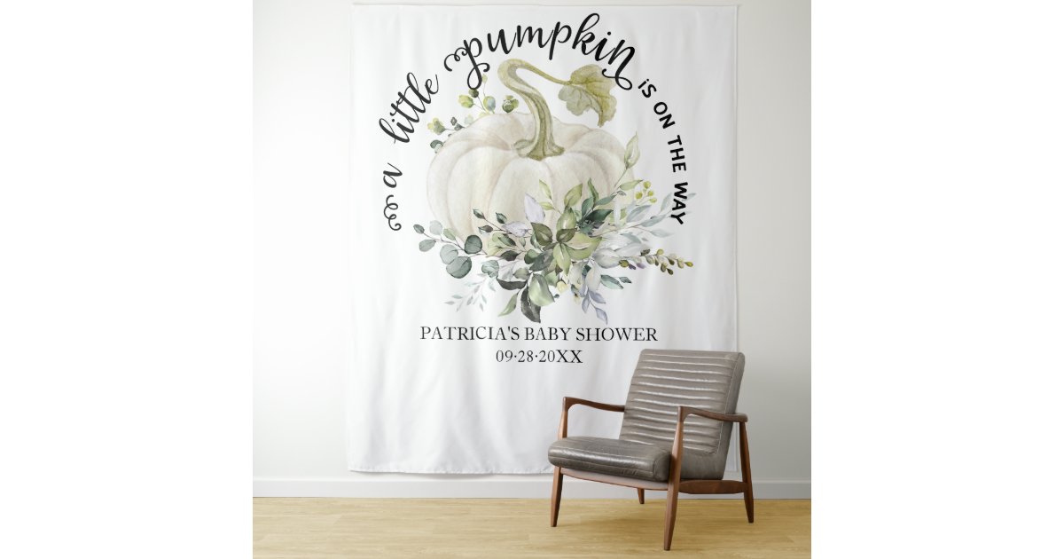 A Little Pumpkin Fall Baby Shower Backdrop | Zazzle