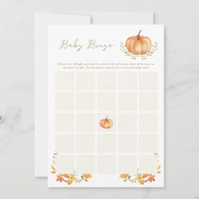 A Little Pumpkin Fall | Baby Shower Bingo Card | Zazzle