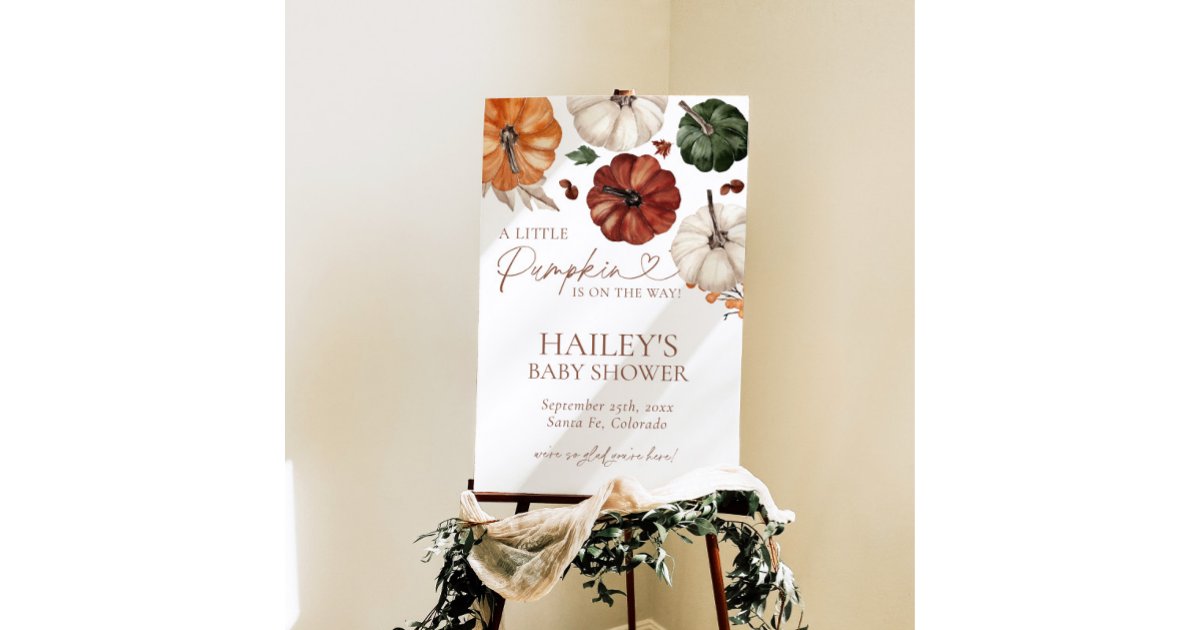 A Little Pumpkin Fall Baby Shower Sign | Zazzle