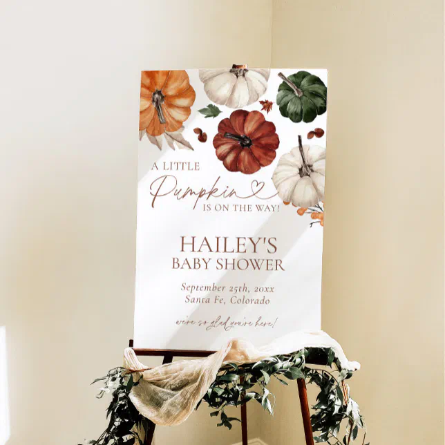 A Little Pumpkin Fall Baby Shower Sign | Zazzle