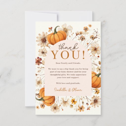 A Little Pumpkin Fall Baby Shower Thank You Card | Zazzle