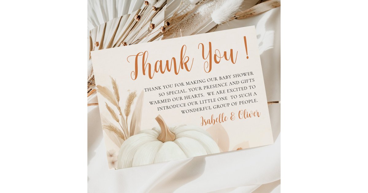 A Little Pumpkin Fall Baby Shower Thank You Card | Zazzle