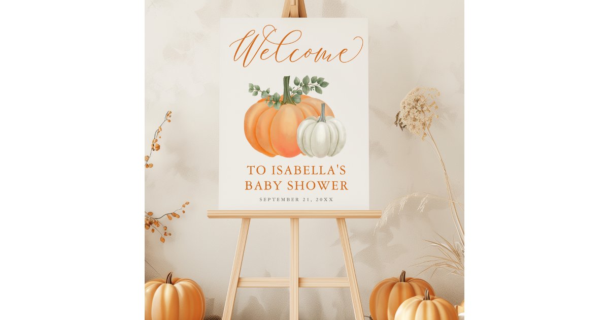 A Little Pumpkin Fall Baby Shower Welcome Sign | Zazzle