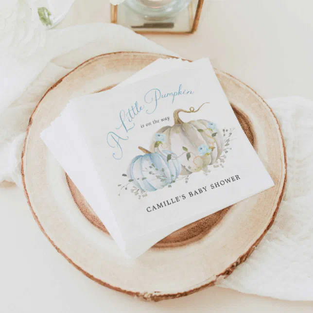A Little Pumpkin Fall Boy Baby Shower Paper Napkins | Zazzle