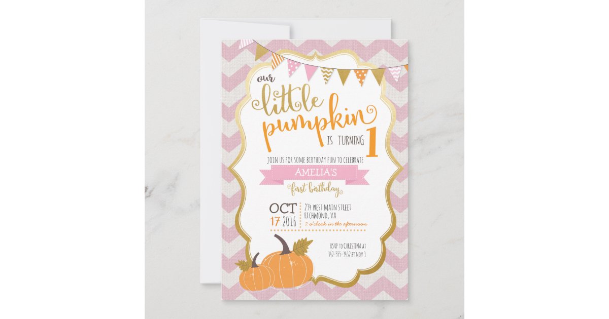 A Little Pumpkin First Birthday Invitation | Zazzle
