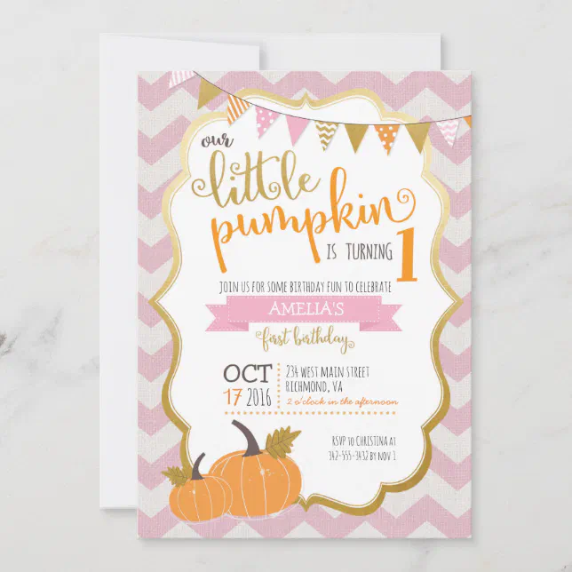 A Little Pumpkin First Birthday Invitation | Zazzle