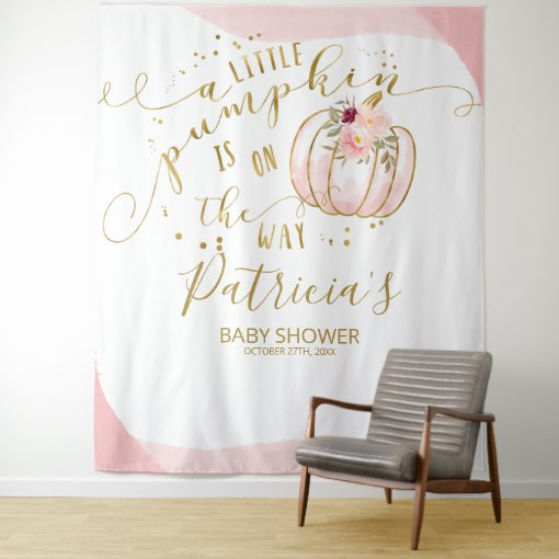 A Little Pumpkin Girl Baby Shower Backdrop | Zazzle
