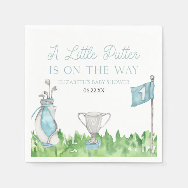 A Little Putter Blue Golf Baby Shower Napkins | Zazzle